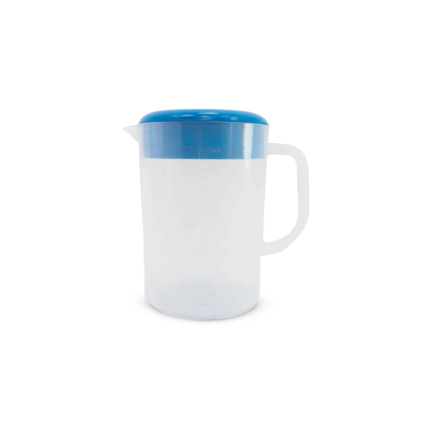 Pichel para Agua de Polipropileno Transparente con Tapa Azul de 1800 ...